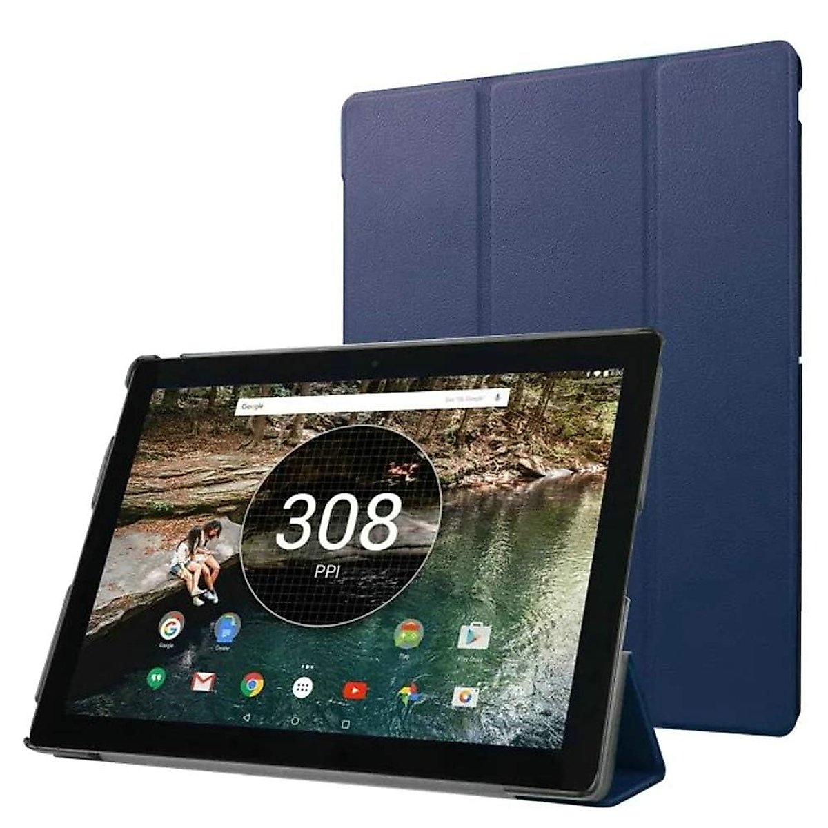 Zrengp Tablet Smart Cover for Google Pixel C 2015 Release 10.2 inch, Ultra Thin Slim Folio Stand Lightweight with Auto Sleep/Wake Up Function Leather Case for Google Pixel C 10.2" (Black)