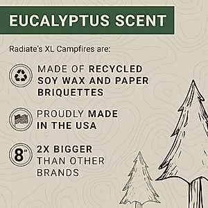 Radiate XL 8" Portable Campfire As Seen On Shark Tank - Up to 5 Hours of Burn Time - Reusable Travel Fire Pit for Camping and Beach - Great Alternative to a Real Fire - Made in USA (Eucalyptus Scent)