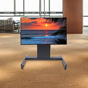Confidence Monitor Stand, Rolling TV Stand with Height Adjustment（20.87-26.57 inch） and 0-90 Degree Tilt Adjustment, Mobile TV Cart, Low Profile Floor Confidence Monitor Cart for 32-65 inch Screen