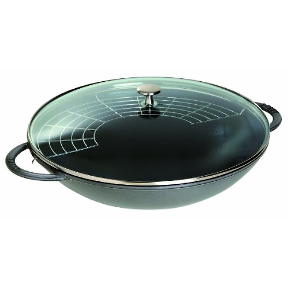 STAUB Wok Round, Graphite Grey, 37 cm (Includes Lid and Steaming Rack)