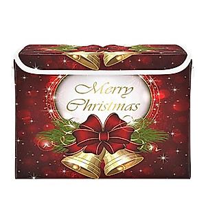 xigua Merry Christmas Storage Bins with Lids Foldable Large Cube Storage Boxes with Handles for Home Bedroom Closet Office (16.5x12.6x11.8 in)#46