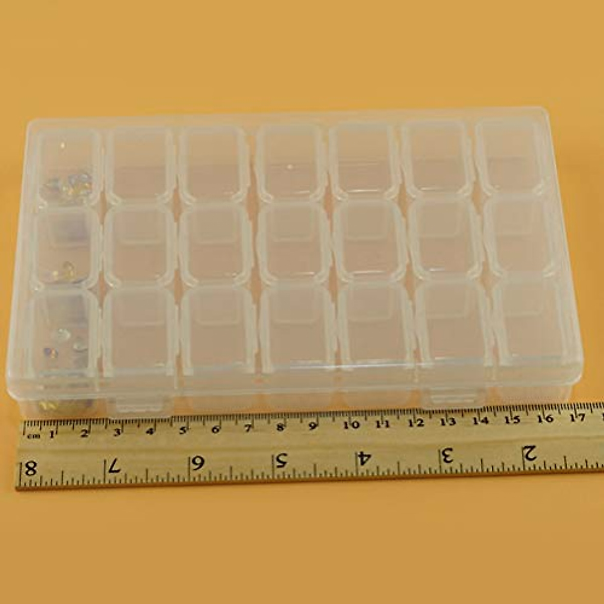 Healifty 2pcs Nail Art Storage Box 21 Grids Clear Plastic Jewelry Box Organizer Diamond Embroidery Box for Nail Art DIY Craft