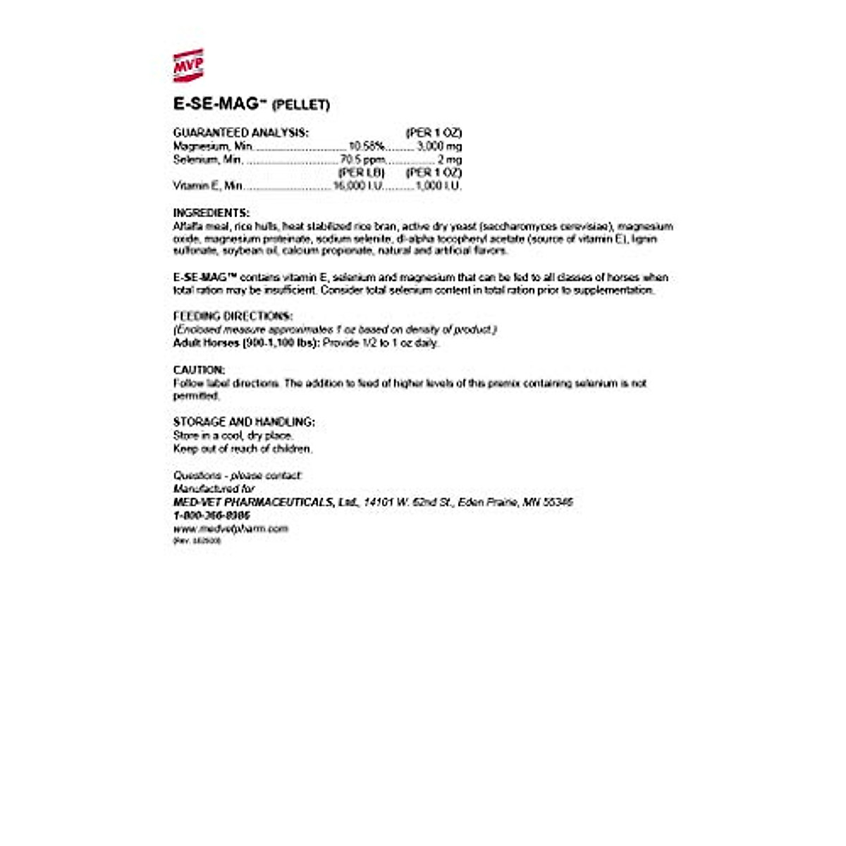 Med-Vet Pharmaceuticals E-Se-Mag (10lb) for Muscle Function & Recovery in Horses