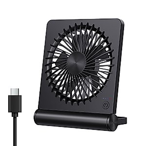 JOSTRY Desk Fan USB Powered with 3 Speeds Adjustable Strong Wind, Ultra Quiet Mini Personal Fan USB-C Corded Powered,220° Tilt Folding Plug In USB Fan