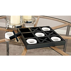 Deco 79 Wood Tic Tac Toe Game Set with White Os, 14" x 14" x 2", Black