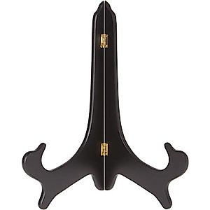 Bard's Hinged Black MDF Wood Plate Stand, 14" H x 11" W x 8" D (For 13" to 17" Plates)