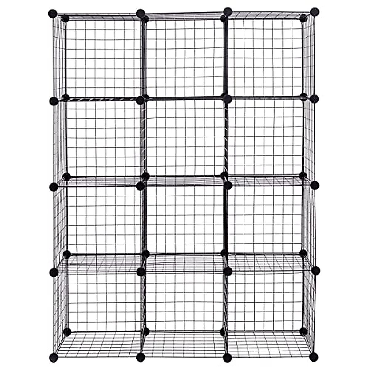 HAPPYGRILL 12-Cube Metal Wire Storage Cubes, Free Standing Modular Shelving Grids, Customizable Metal Rack Bookcase DIY Storage Organizer (42" x 14" x 56"(L x W x H))