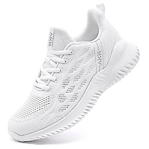 Akk Laides Sneakers Running Shoes Workout Tennis Walking Shoes Stylish Sport Trainers Nurse Shoe for Gym Jogging Fitness Outdoor White Size 8.5