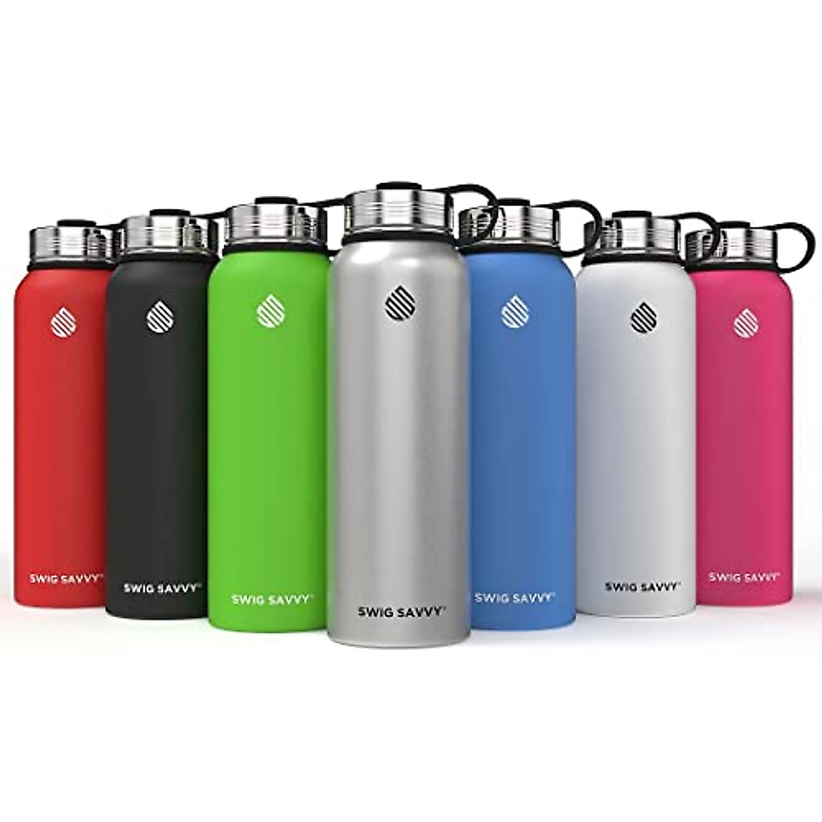 Swig Savvy Sports Water Bottle, Vacuum Insulated Stainless steel, Double Wall Wide Mouth Leakproof Lid - 18oz (Pink)