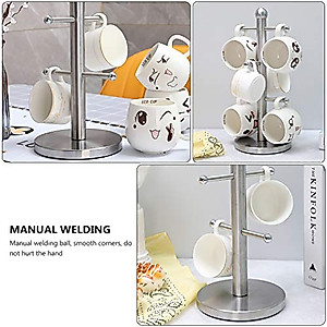 BESPORTBLE Mug Holder Tree, 1pc Stainless Steel Household Cup Drying Storage Rack Holder Stand Creative Cup Organizer for Home Coffee Counter Bar