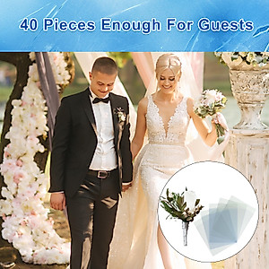 BMIROAMDFE 40 Count Pocket Boutonniere Sleeve Plastic Square Holders for Pocket Boutonnieres,NOT INCLUDED FLOWERS