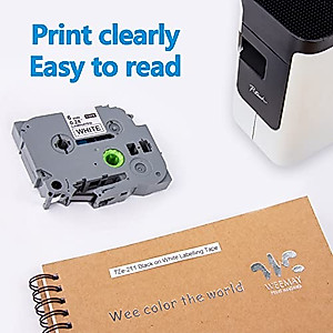 10 Pack Weemay TZe-211 Label Compatible for Brother P Touch Label Tape 6mm 0.23 Laminated White TZe TZ Tape TZe211 TZ-211 TZ211 for PT-D200 PTD220 PTD600 PT-D410 PTH110BP Label Maker, 0.23" x 26.2'
