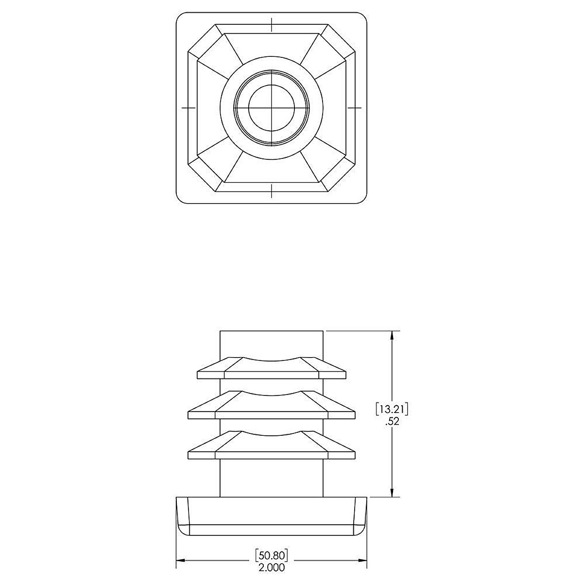 Caplugs SQR-2-4-8 – SQR Series – Plugs for Square Tubing, 100 Pack, to Fit Square Tube OD 2.000" x Height 0.52", Wall Thickness 4-8 Ga. (.238-.165"), PE-LD, Black, Exterior Ribs (99192493)