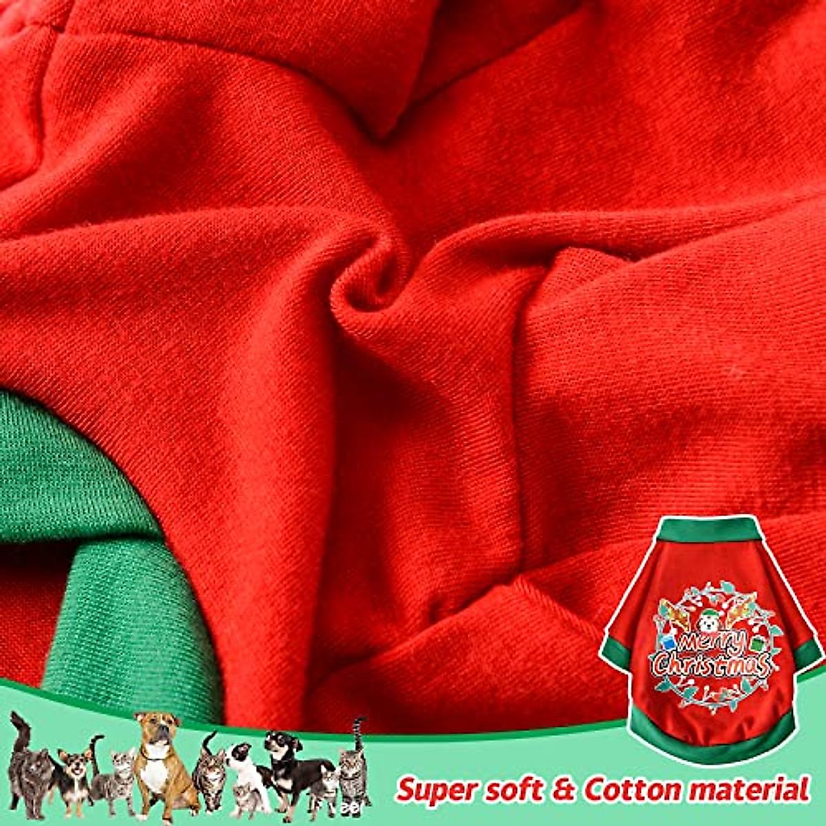 Christmas Dog Shirt Pet Dog Clothes for Small Dogs Boy Girl Holiday Chihuahua Yorkie Dog Outfit Apparel Xmas Puppy Clothing Cat Shirts for Cats Only Costume 2 Pack (X-Small, Shirt)