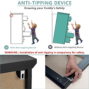 skillmaid Modern Tall Nightstand with 5 Drawers - 31.2" W x 17" D x 47" H Black Dresser Large Bedside Table, Wood Chest Storage Organizer Cabinet for Bedroom, Living Room, Closet, Entryway