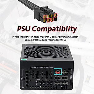 Sirlyr 90 Degree 12VHPWR Connector, 12+4 to 3 * 8 Pin Modular Cable, Sleeved 16 Pin GPU Cable for RTX3090Ti, 4080, 4090 Compatible with Corsair, Great Wall, Thermaltake Power Supply - Black