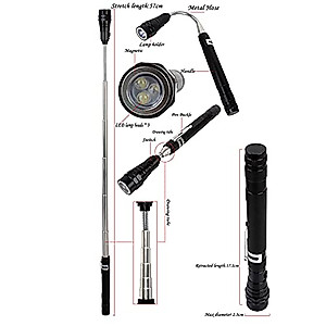TTSLVS Gifts for Dad&Men Fathers Day,Magnetic Pickup Tool with LED, Telescoping Magnet Flashlight Pickup Stick Cool adget,Thanksgiving Day Christmas Stocking Stuffers Gift for Husband Boyfriend,Black