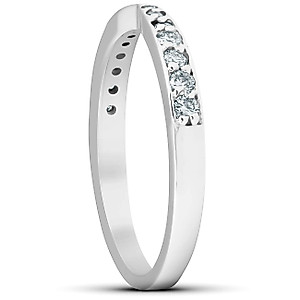 1/4Ct Diamond Stackable Tapered V Shape Womens Wedding Ring 10k White Gold - Size 8.5