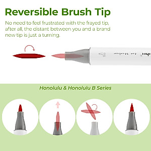 Ohuhu Markers Replacement Super Brush Nibs of Honolulu & Honolulu B Series - Pack of 8 - A Tweezer included - Comes in A Storage Box