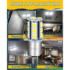 UNXMRFF 1156 LED Bulb White Super Bright 1073 1003 BA15S 7506 1141 LED Bulbs 5050 18-SMD Replacement for 12V RV Interior Ceiling Dome Light/Travel Trailer/Boat Indoor/Camper Light Bulbs (Pack of 6)