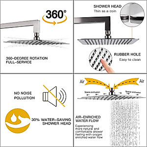 Gappo Shower System Brushed Nickel Wall Mounted High Pressure 10 Inch Rain Shower Head System Rainfall Shower Faucet Shower Combo Set with Handheld Rough-in Valve Included