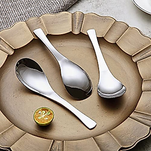 Kyraton Soup Spoons 4 Pieces, Stainless Steel Thick Heavy Weight Table Spoons, Asian Chinese Japanese Spoon Set for Cereal Ramen Dishwasher Safe