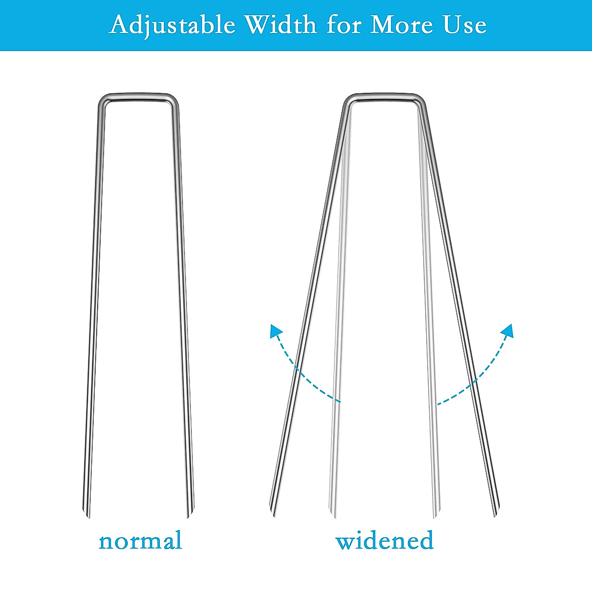 RAOOKIF 12 Inch Galvanized Garden Landscape Staples Stakes, 20/50/100/200Pcs Garden Metal Stakes, 11 Gauge Heavy Duty Ground Stakes for Decoration, Fence Stakes Lawn Stake, Fabric Pins (20, 12 Inch)