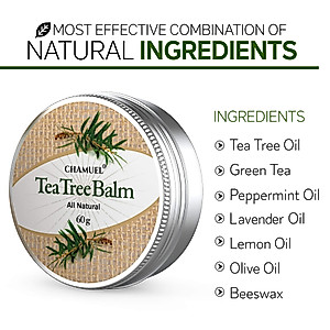 Chamuel Tea Tree Oil Balm -100% All Natural | Great Cream for Soothing Irritations like Rashes, Insect Bites, Folliculitis, Acne, Itches, Dry Heels, Cuticles, Saddle Sores and more!