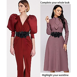 ALAIX Women's Wide Belt Stretchy Chunky Waist Belt Dress Belts Big Flower Cinch Belts Elastic Belts for Women