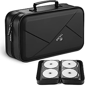 TIMCORR CD Case DVD Holder Storage: 144 Capacity DVD Cases Organizer Portable Wallet Storage - CD Plastic Protective Carrying Binder for Home Travel (Black)