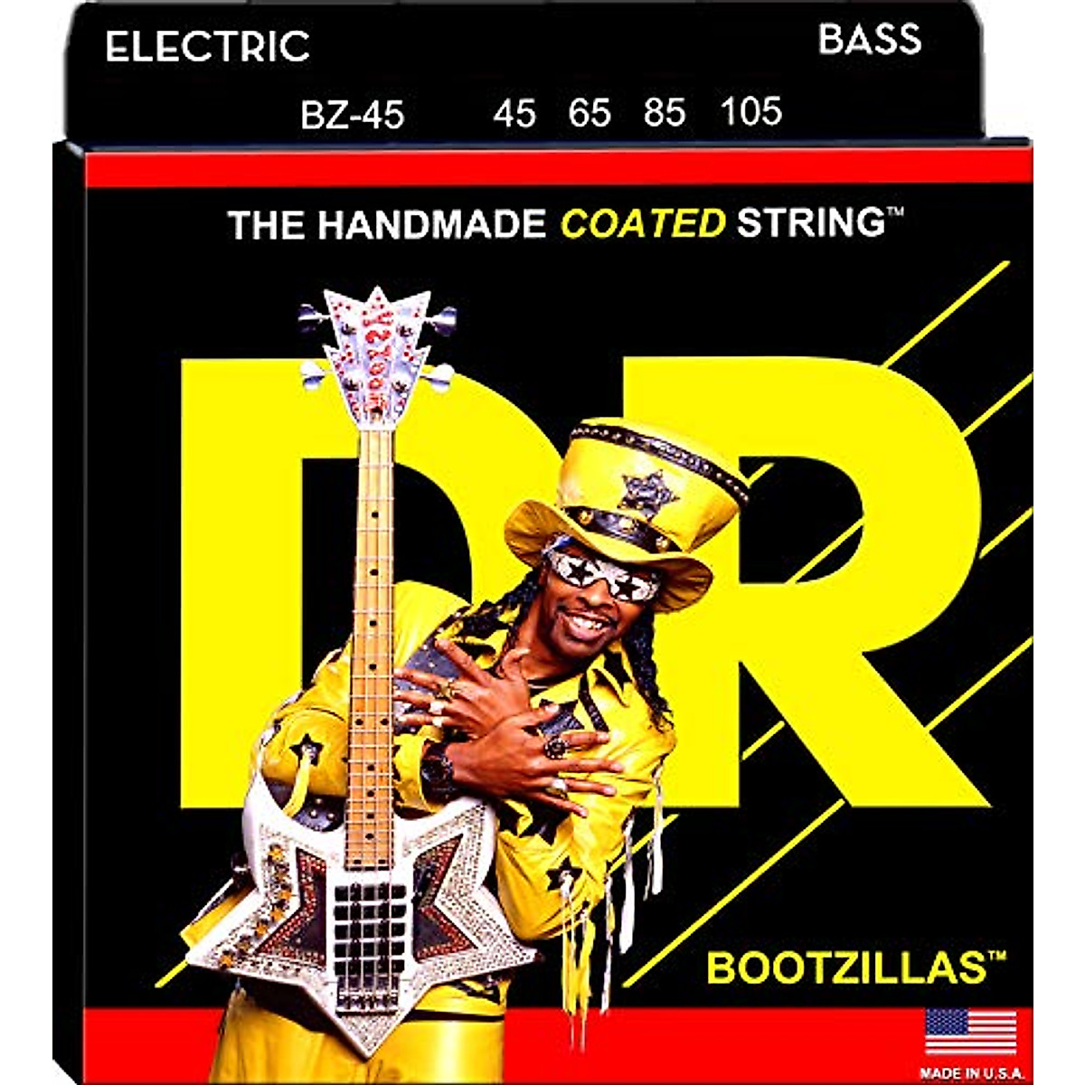 DR Strings Bass Strings, Bootzillas - Bootsy Collins Signature Coated, 45-105