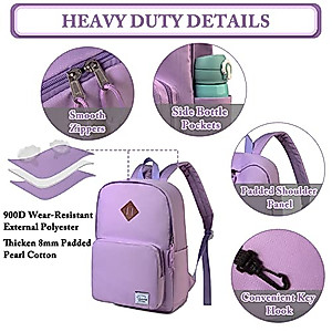 VASCHY School Backpack, Ultra Lightweight Backpack for Women Bookbag for Kids Teen Boys Girls Purple