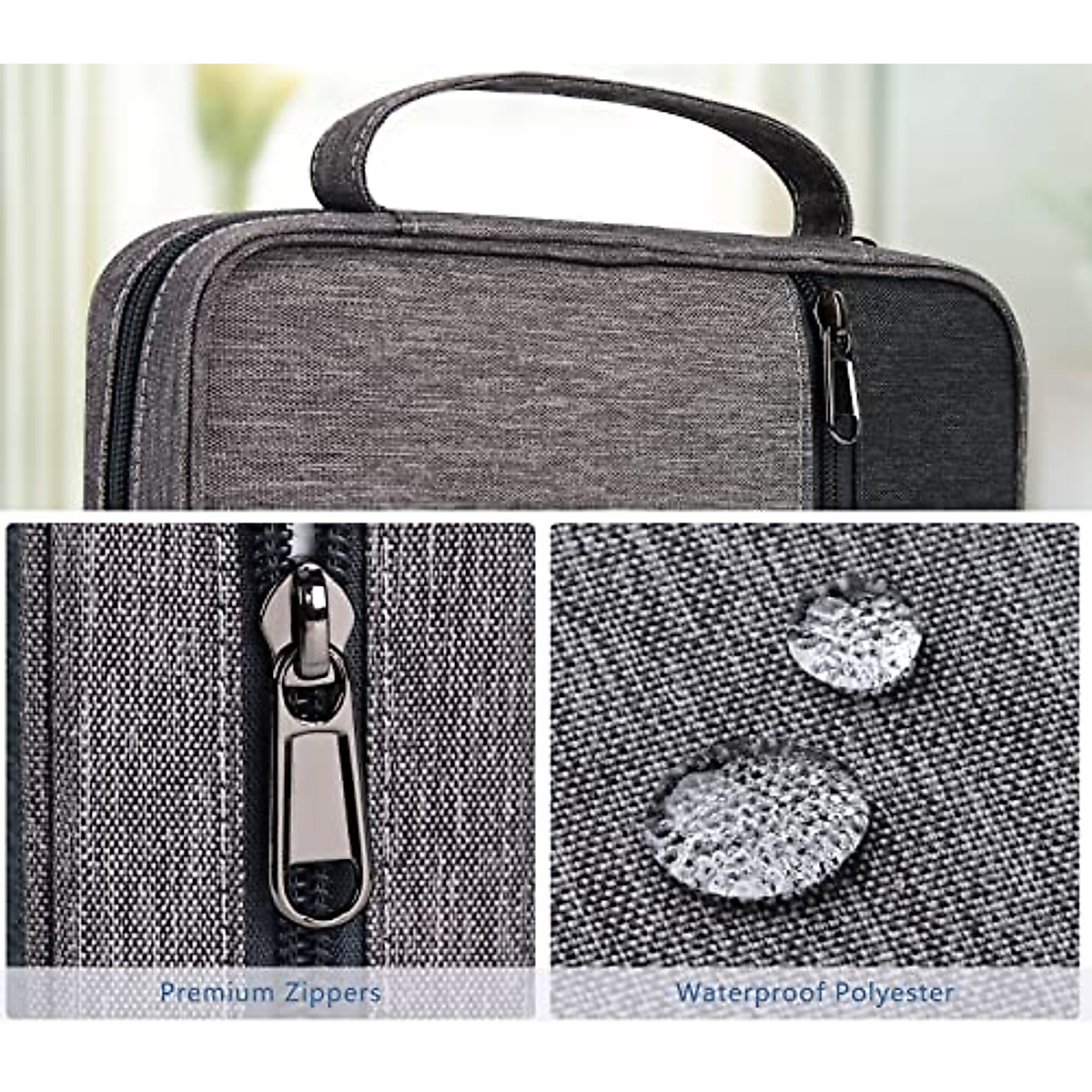 Bible Cover Case with Handle, Front Pockets and Christian Cross Bookmark Sets for Men (Standard-2)