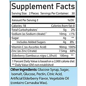 Organic Strength ImmunoBoost Daily Immune Vegan Gummies, 100% VIT C Daily Dose, 100mg of Elderberry, Zinc, Vitamin C (60 Count)