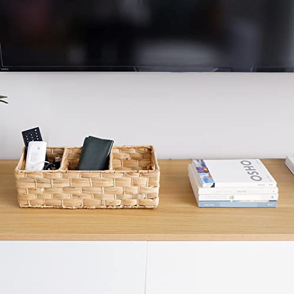 CHI AN HOME Wicker Hyacinth Storage Cubes + Bathroom Baskets