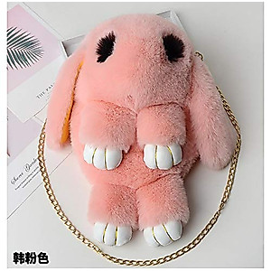 Faux Rabbit Fur Crossbody Handbag Shoulder Bag (B Pink)