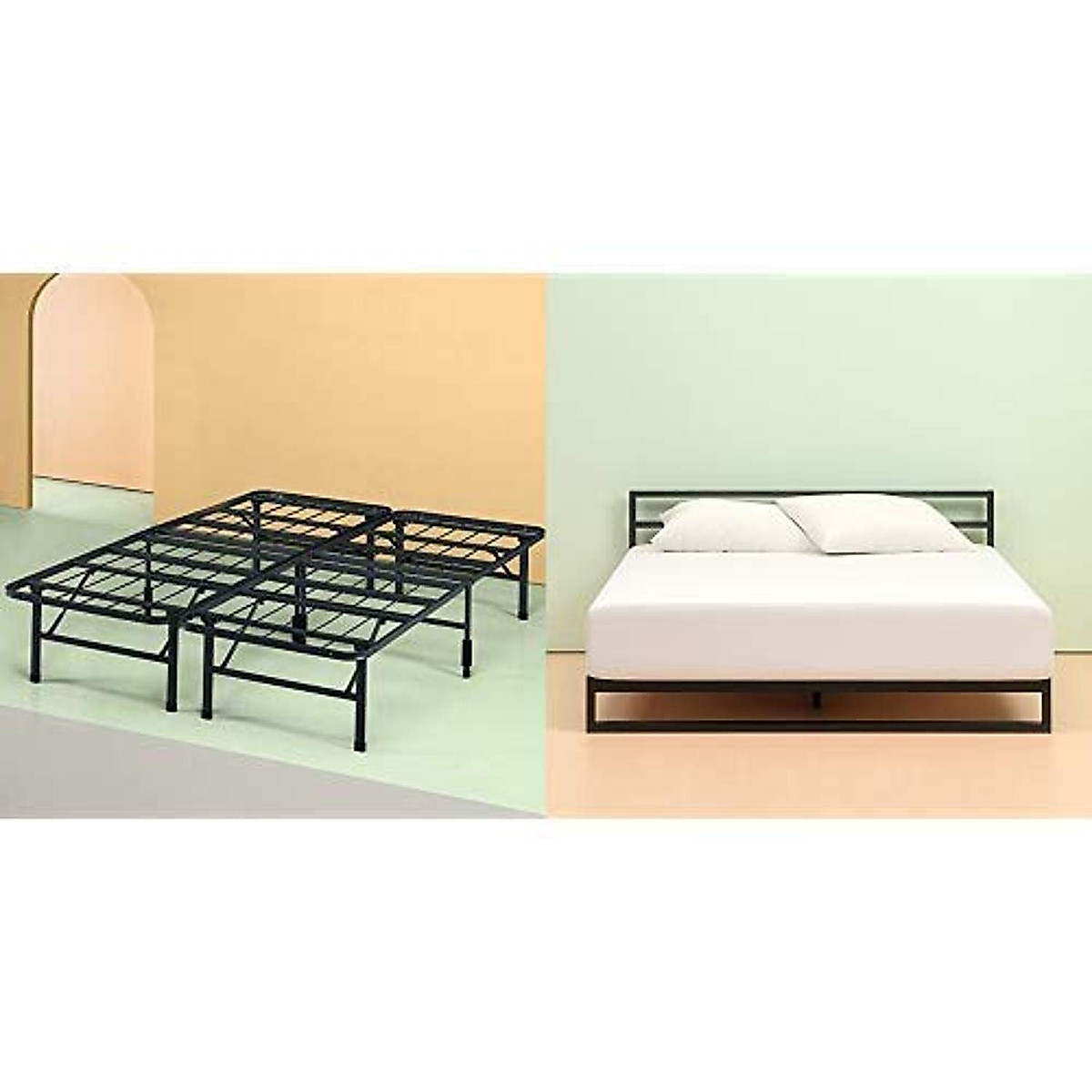 Zinus Set, Full 10 Inch Green Tea Memory Foam Mattress and Shawn SmartBase Platform Bed Frame / Mattress Foundation