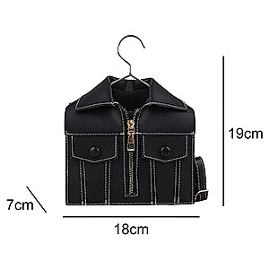 Anopo Suit Shirt Shaped Novelty Clutch Purse Ladies Leather Evening Crossbody Shoulder Bag Women Unique Clothes Tote Handbag Black
