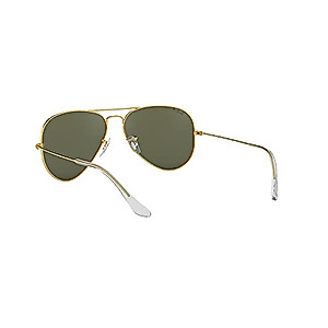 Ray-Ban RB3025 Classic Aviator Sunglasses, Gold/Green Polarized, 58 mm