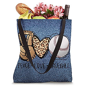 Peace Love Baseball Mom Leopard Print Cheetah Pattern Tote Bag