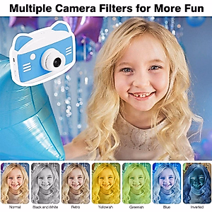 GIENEX Kids Selfie Camera, Christmas Birthday Gifts for Girls Age 3-9, HD Digital Video Cameras for Toddler, Portable Toy for 3 4 5 6 7 8 Year Old Girl (Color : Blue)