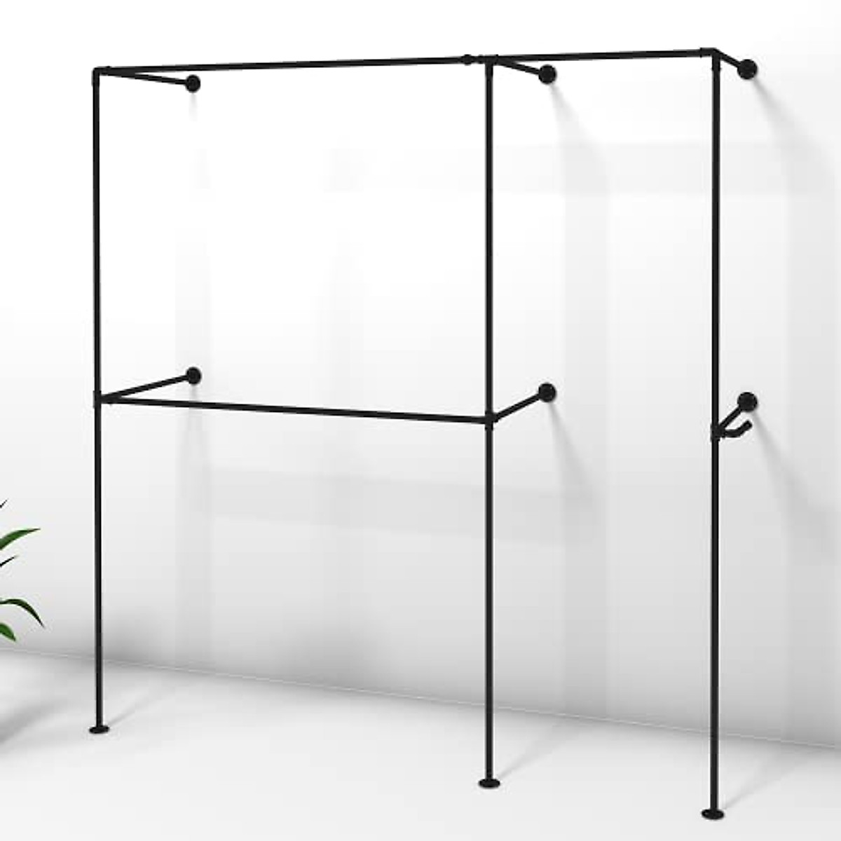 Anynice Industrial Pipe Clothing Rack,Industrial Clothing Rack, Clothing Rods for Hanging Clothes,Clothes Rack,Wall Mounted Garment Rack, Heavy Duty Coat Rack (62.5" W x 14.4" D x82 H, AF01)