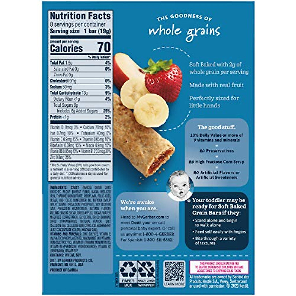 Gerber Graduates Cereal Bars STRAWBERRY BANANA - 5.5oz. (Pack of 4)