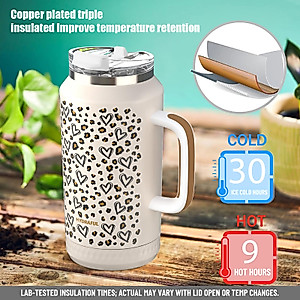 Hydraful 64 oz Tumbler with Handle and Straw - 100% Leak-Proof - Insulated Cup Reusable Stainless Steel Large Water Bottle Travel Mug for Gym, Hiking, and Camping - Gifts for Women Men Him Her