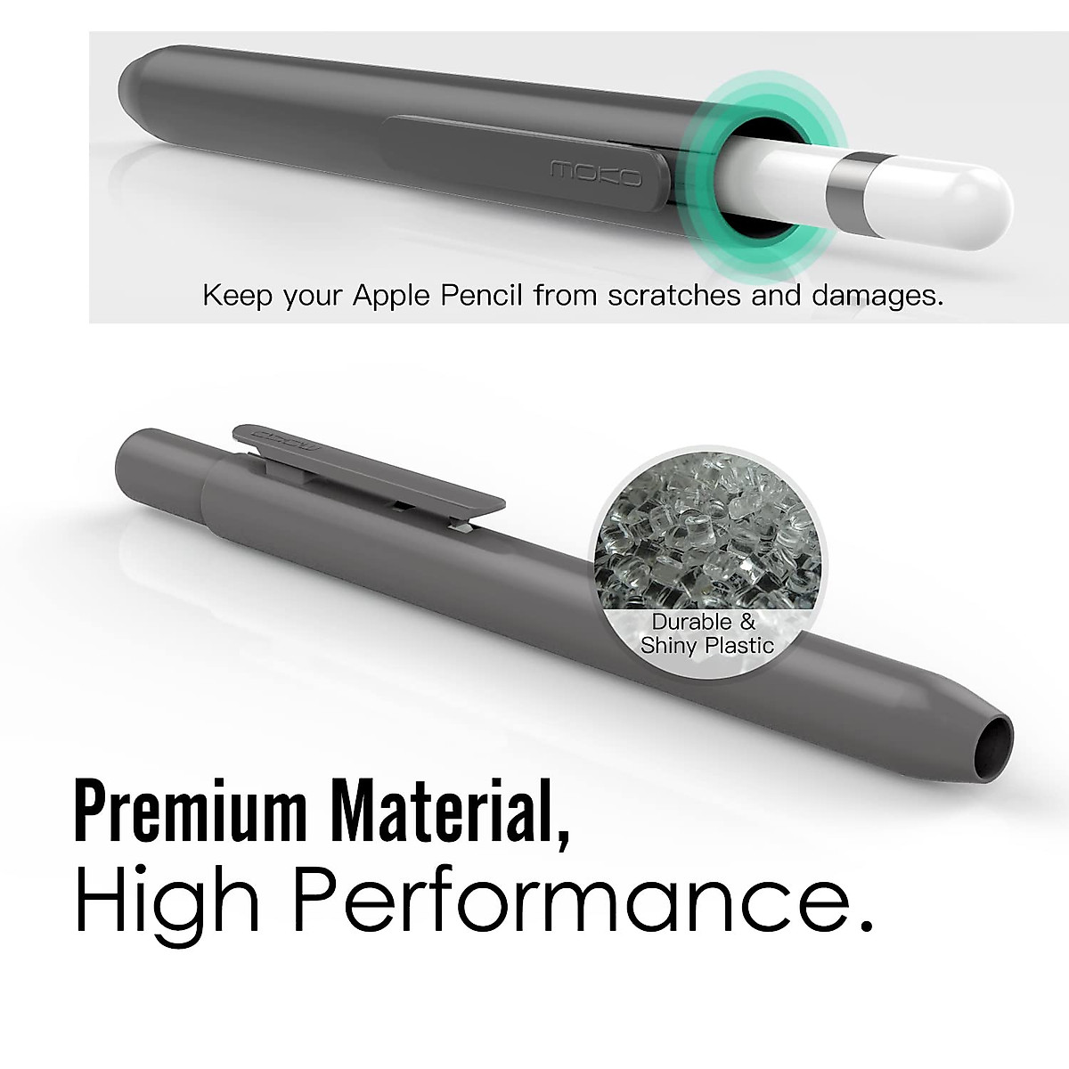 MoKo Holder Case for Apple Pencil 1st Generation, Retractable Apple Pencil 1st Case Protective iPad Pencil Sleeve Skin Cover with Clip - Dark Gray