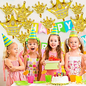 16 Pcs Crown Balloons,Gold Crown Foil Balloons Crown Shape Balloons Gold Anniversary Balloons for Christmas Birthday Party Baby Shower Wedding Bridal Shower Princess Themed Party Supplies