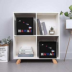 Hawaii State Flag Map Collapsible Storage Bins Basics Folding Fabric Storage Cubes Organizer Boxes with Handles