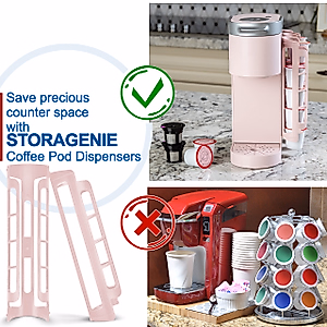 STORAGENIE Coffee Pod Holder for Keurig K-cup, Side Mount K Cup Storage, Perfect for Small Counters(Pink)