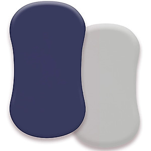 AMROSE Heavenly Soft Microfiber Bassinet Sheets, Compatible with Halo Bassinest Swivel Sleeper, 2 Pack Baby Sheet Set for Boys Girls, Gray & Navy Blue