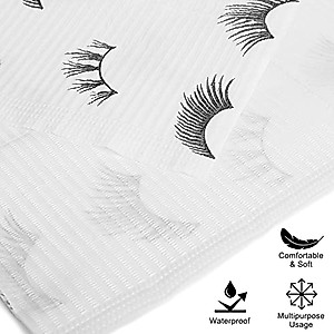 PRASNE Lashing Dental Bibs Disposable Pack of 125, Lash Pillow Cover of Lash Supplies, White 3-Ply Paper Poly Waterproof Towels, 13” x 18”, Black Eyelash Printed